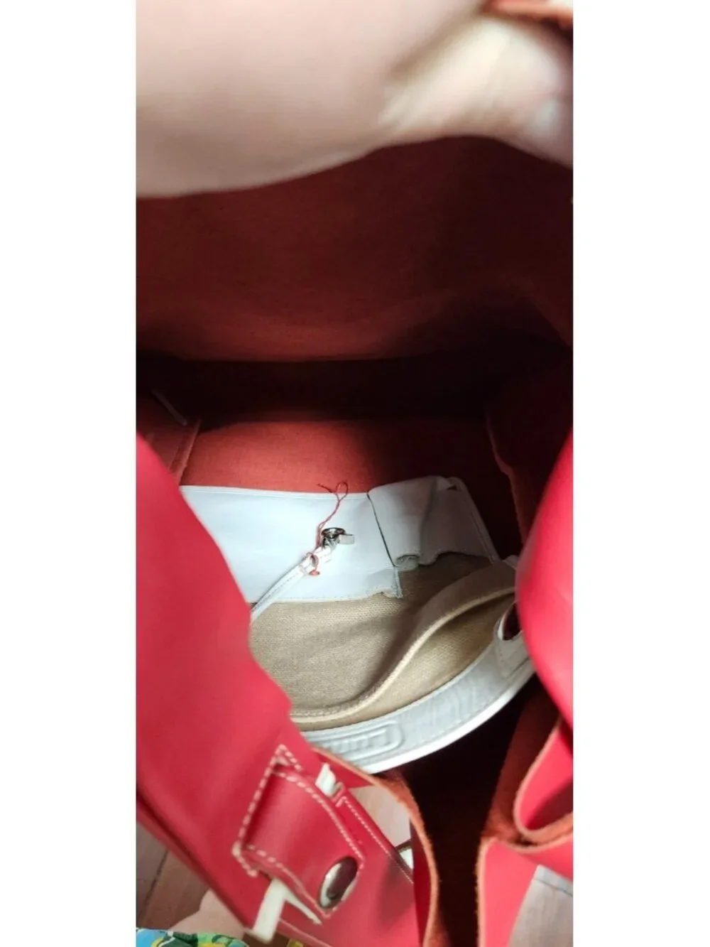 LUMI | Bags | Lumi Archive Supermarket Bag Large Red White Leather Tote ...